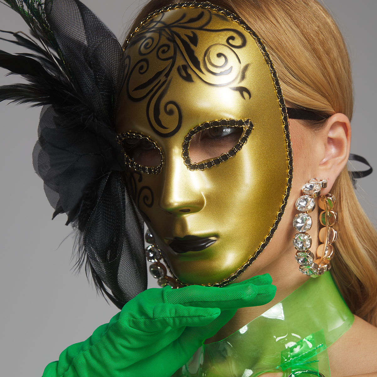 Jaxson Flower Feather Mask Gold – PurexChaos