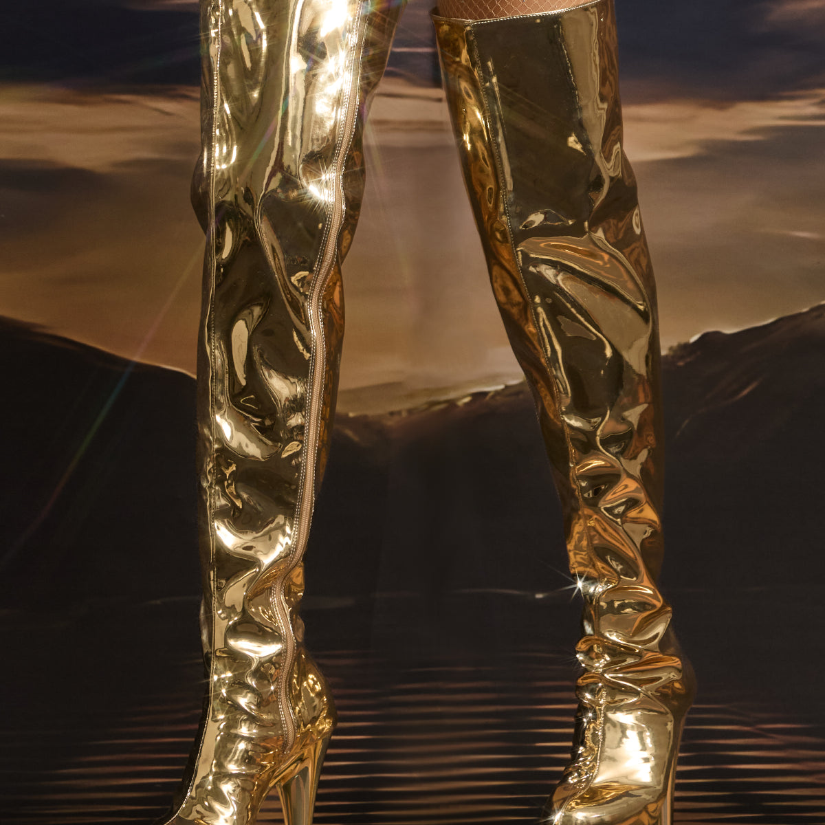 Katelyn Metallic Over The Knee Boots – PurexChaos